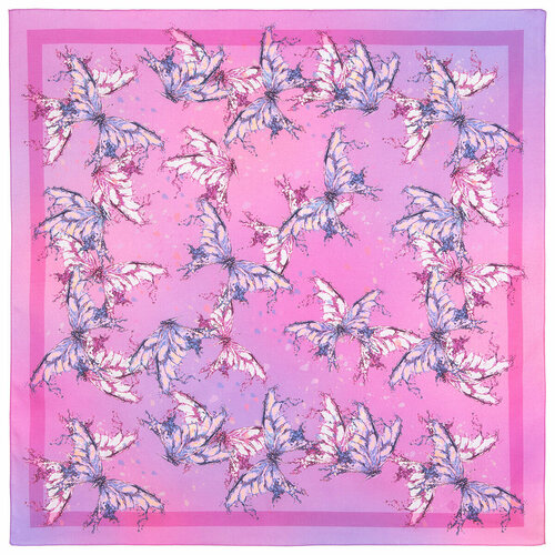 Платок Павловопосадская платочная мануфактура,80х80 см, розовый, фиолетовый