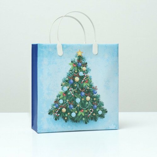 Подарочный пакет Sima-land "Праздничная елка", мягкий пластик, 26х24 см, 140 мкм