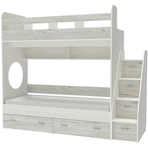 Двухъярусная кровать Юниор 1 80x160 Белое Дерево Винтерберг
