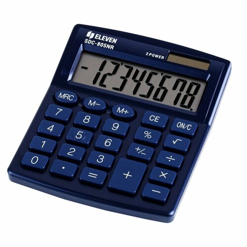 Калькулятор настольный Eleven SDC-805NR-NV (8-разрядный) двойное питание, темно-синий (SDC-805NR-NV)