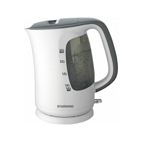 Чайник электрический Starwind SKG3025 2.5л. 2200Вт белый/серый (корпус: пластик)