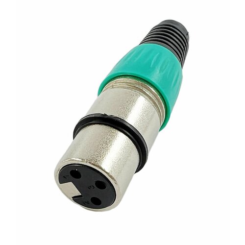 Разъем XLR 3 Pin гнездо металл цанга на кабель, зеленый( 1 штука)
