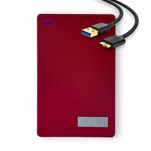 Внешний жесткий диск 500Gb 3Q Portable USB 3.0, Портативный накопитель HDD, красный