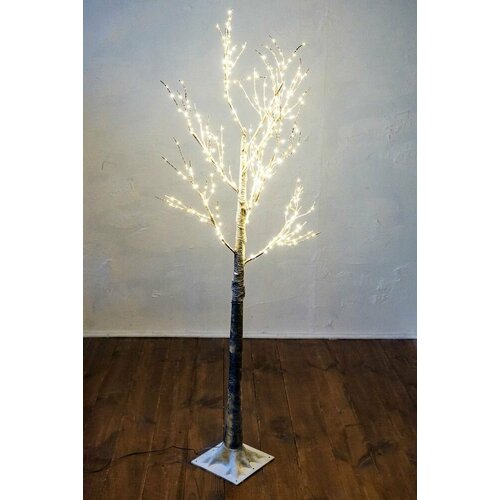 Светящееся заснеженное деревце с инеем, 400 тёплых белых микро LED-огней, 150 см, уличное, Kaemingk (Lumineo) 492415