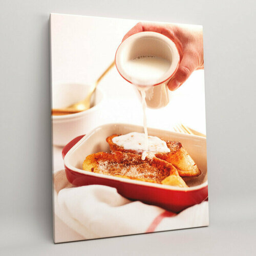 Картина на холсте (интерьерный постер) "Французские гренки - для кухни, кафе и ресторанов", с деревянным подрамником, размер 22x30 см