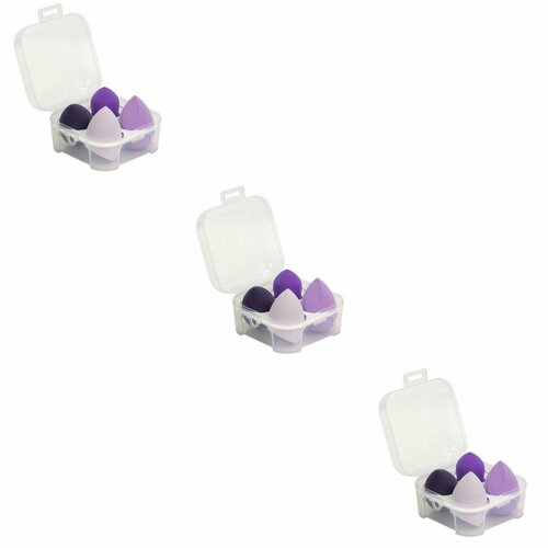 Набор спонжей для макияжа Kristaller, KG-012, микс форм, фиолетовый, 4 шт, 3 уп