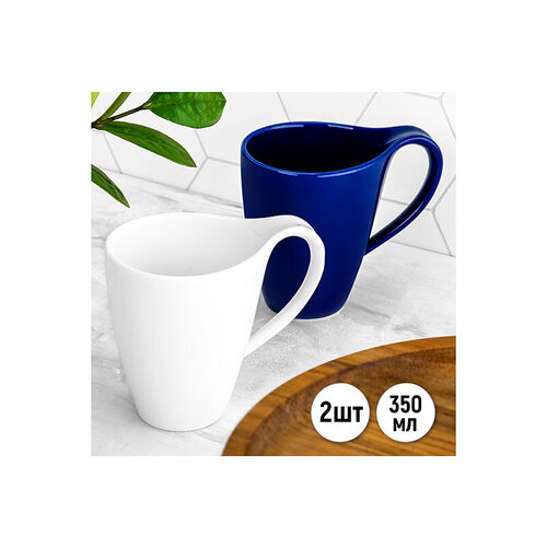 Кружка / чашка для кофе / чая 2 шт 350 мл Elan Gallery Колоранс синяя, белая, набор