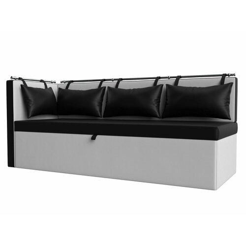 Кухонный диван Лига Диванов Метро с углом слева Экокожа Черный/Белый
