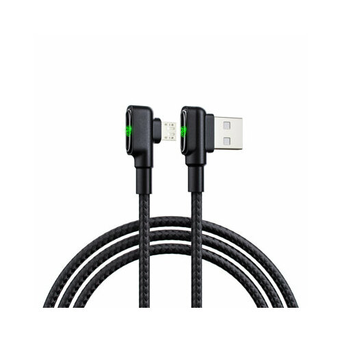 By кабель для зарядки l-shape micro usb, 1м, 3a, быстрая зарядка qc 3.0, черный