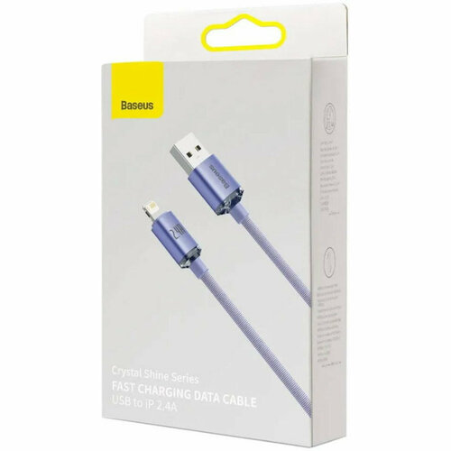 Кабель передачи данных / быстрой зарядки / Baseus Crystal Shine Series Fast Charging Data Cable USB to iP 2.4A 2m Purple CAJY000105