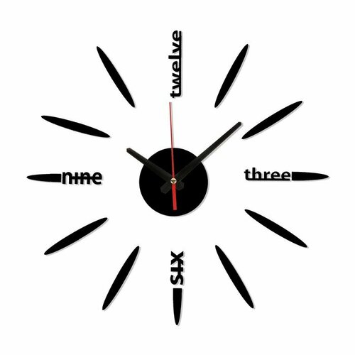 Часы-наклейка, серия: DIY, и, плавный ход, d-40 см, черные