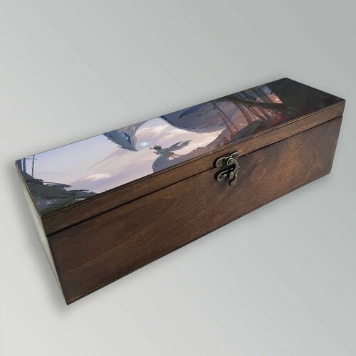 Коробка для чайных пакетиков из дерева чайница УФ с крышкой игры геншин импакт - 623