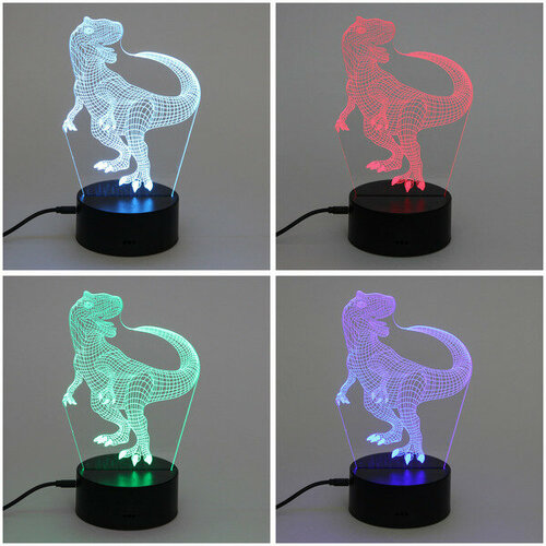 Светильник ночник «3D-Динозавр» на пластиковой подставке, с включателем USB