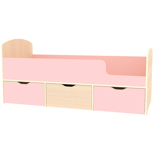 Кровать Малыш Мини Дуб Молочный - Розовый