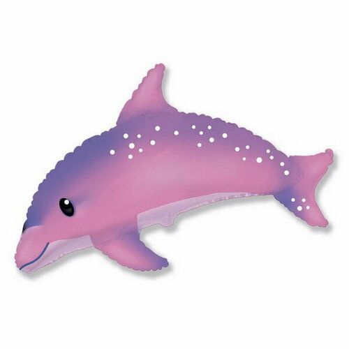 Шар фольгированный 15"мини-фигура "Дельфин", розовый, 5 шт.