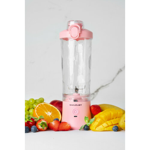 Портативный мини блендер SMUZIJET для смузи и коктейлей розовый