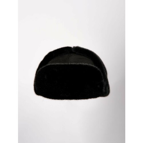 Шапка ушанка  округленная шапка ушанка из эко меха эко замши, размер 54-56, черный