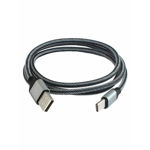 Дата-кабель, ДК 11, USB - USB Type-C, 1 м, тканевая оплетка, серый, TDM