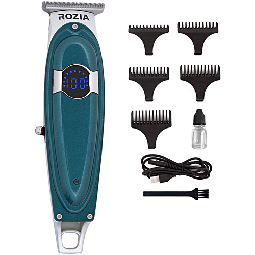 Машинка для стрижки волос Rozia, Профессиональный триммер для стрижки волос, для бороды, усов, Зеленый