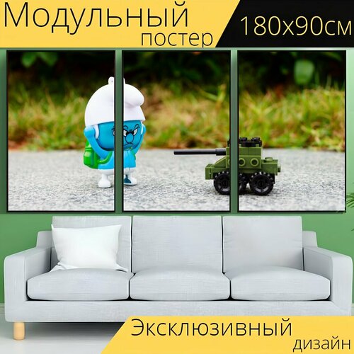 Модульный постер "Пластик, игрушка, пластиковая игрушка" 180 x 90 см. для интерьера