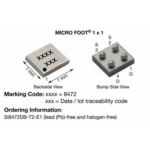 Микросхема SI8472DB N-Channel MOSFET 20V 3.3A MICRO-FOOT