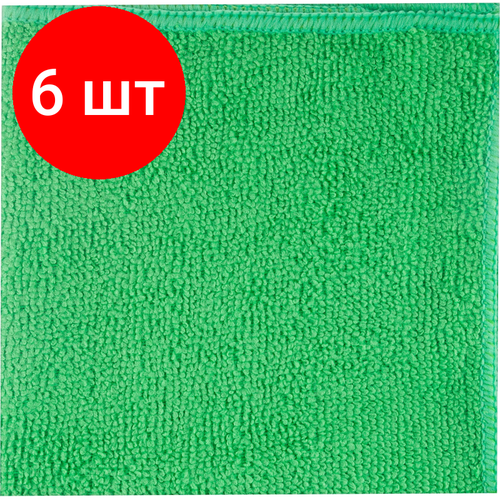 Комплект 6 штук, Салфетка хозяйственная из микрофибры универс 200г/м2 30х30см зел