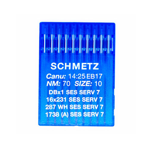 Иглы для промышленных швейных машин Schmetz, тонкая колба 1738/DBx1 SES SERV7 №70, 10 шт.