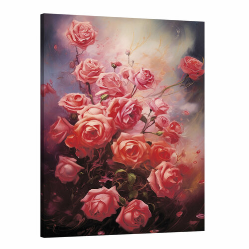 Интерьерная картина 50х70 "Розы в знойном вихре"