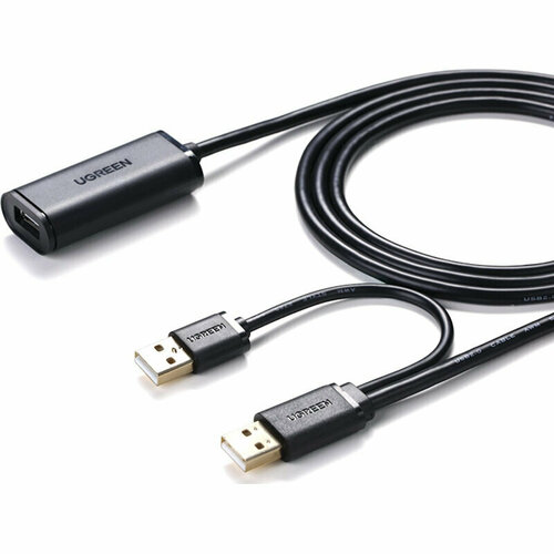 Кабель UGREEN удлинитель US137 USB 2.0 Active, 5м, черный (20213), 1940672