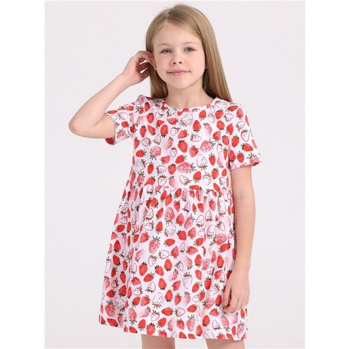 Платье Апрель, размер 60-116, белый, красный
