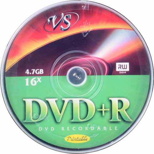 Носители информации DVD+R 4,7 GB 16x, VS, 10шт/уп Ink Print