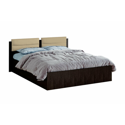 Кровать с мягким изголовьем BTS Фиеста New 1.6 м, реечное основание, венге / лоредо 178x206x84 см