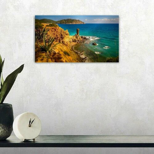 Картина на холсте 60x110 LinxOne "Свет горы глина кактусы" интерьерная для дома / на стену / на кухню / с подрамником