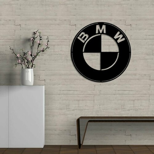 Декоративное панно деревянное, Эмблема BMW (черный цвет)