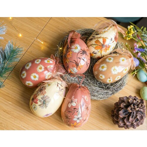 Декоративные пасхальные яйца услада для души крупные, 12 см (упаковка 6 шт.), Kaemingk 805868-набор
