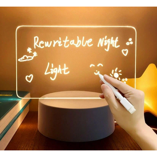 Интерактивный ночник с маркером прозрачный/ Ночник Светильник с маркером для рисования Miralda_Shop