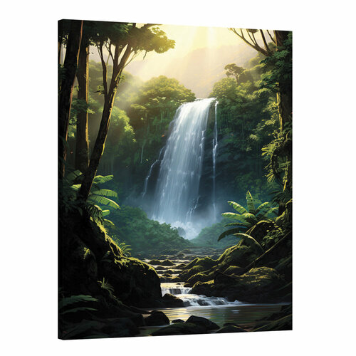 Интерьерная картина 50х70 "Водопад в солнечном свете"