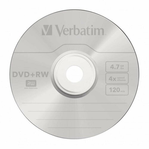 Диск DVD+RW Verbatim 4.7 ГБ 4x jewel case 43229 5 штук в упаковке, 1200916