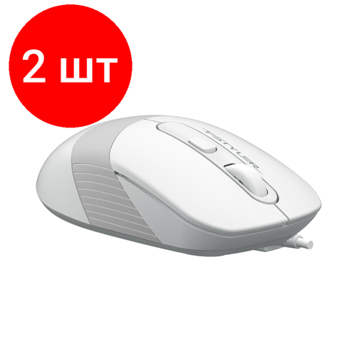 Комплект 2 штук, Мышь компьютерная A4Tech Fstyler FM10S белый/серый 1600dpi/USB/4but