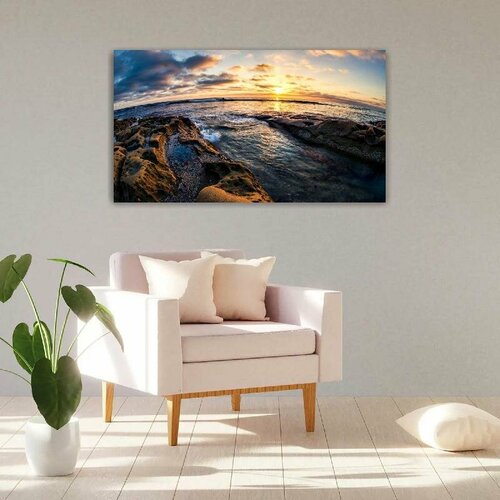 Картина на холсте 60x110 LinxOne "La Jolla Тихий океан" интерьерная для дома / на стену / на кухню / с подрамником