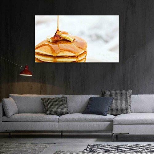 Картина на холсте 60x110 LinxOne "Блины масленица масло еда мёд" интерьерная для дома / на стену / на кухню / с подрамником
