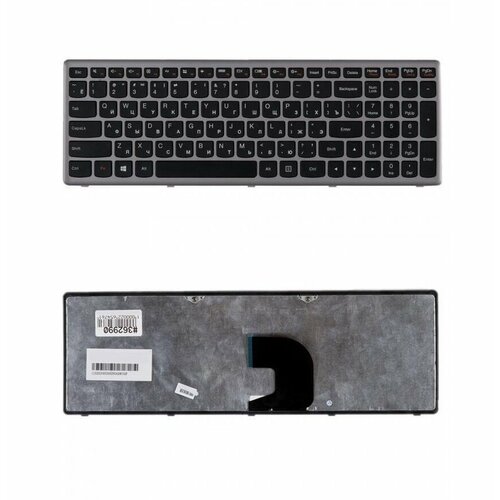 Keyboard / Клавиатура для ноутбука Lenovo IdeaPad P500, Z500, черные кнопки, серая (серебристая) рамка, гор. Enter ZeepDeep