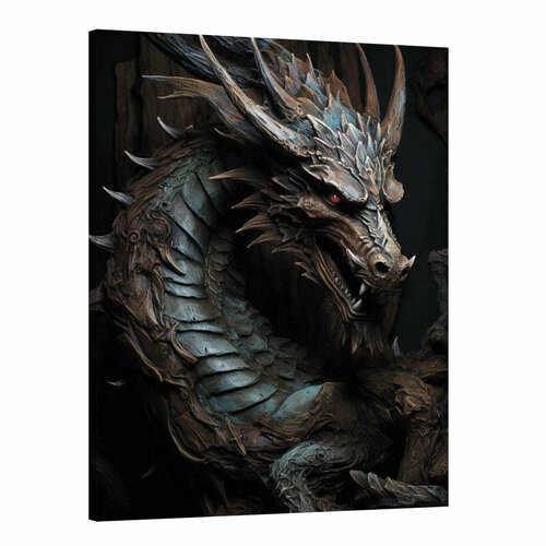 Интерьерная картина 50х70 "Искусство деревянного дракона"