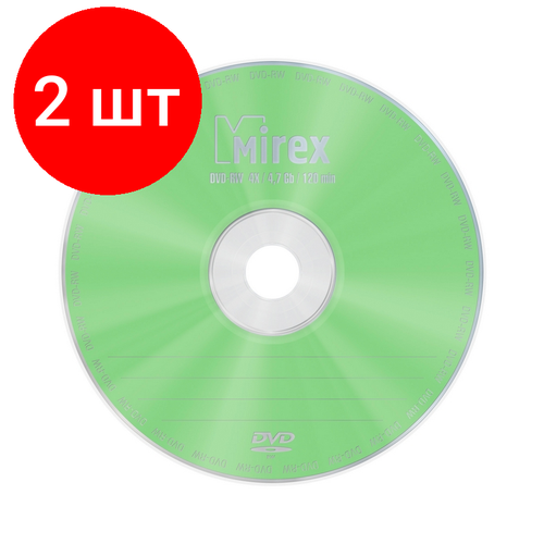 Комплект 2 упаковок, Носители информации DVD-RW, 4x, Mirex, Cake/25, UL130032A4M