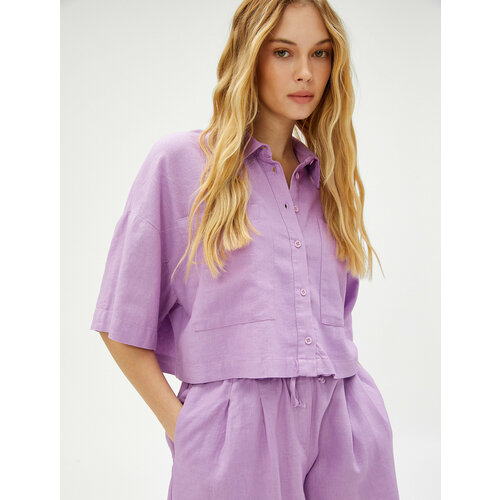 Рубашка KOTON, размер 50, лиловый