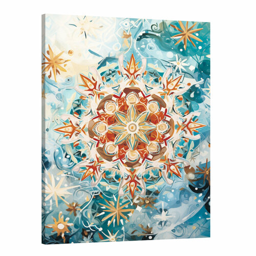 Интерьерная картина 50х70 "Зимний праздничный калейдоскоп"