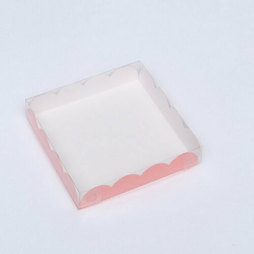 Коробочка для печенья, розовая, 15 x 15 x 3 см, 5 шт.