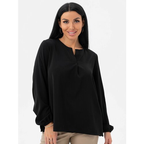 Блуза Instinity, Рубашка женская оверсайз длинная хлопковая базовая, размер 58, черный