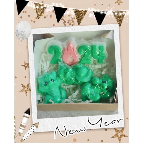 "Дракончик" - новогодний набор сувенирного зеленого мыла, 3 штуки