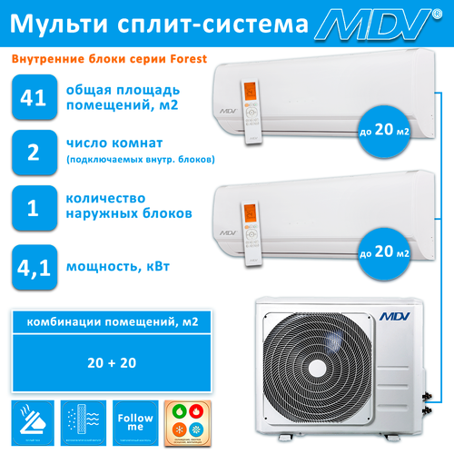 MDV на 2 комнаты 7+7 инвертор